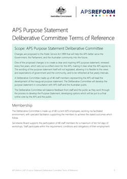 APS Purpose Statement Deliberative Committee Terms of Reference | APS ...